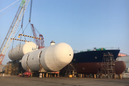First Avenir LNG bunker vessel cargo tanks installed | LNG Industry